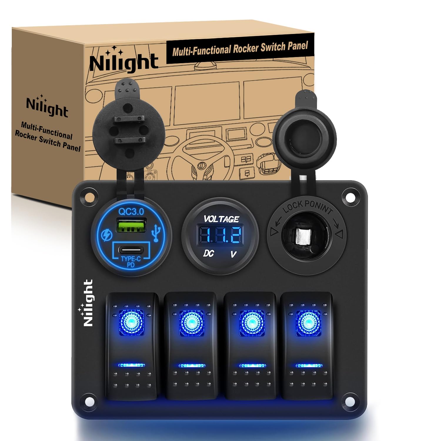 Amazon.com: Nilight 4 Gang Rocker Switch Panel Waterproof Pre-Wired ...