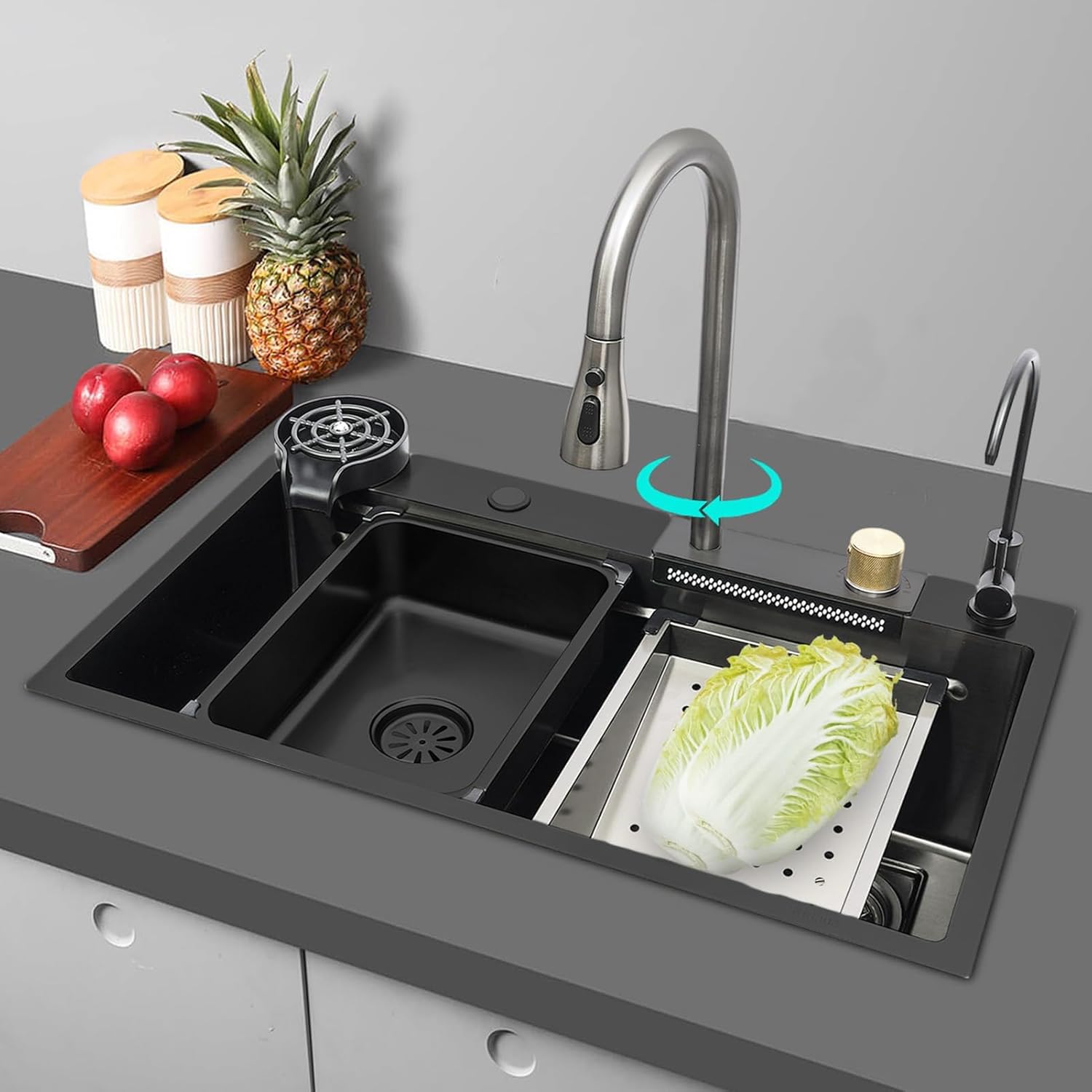 Black Kitchen Sink, Waterfall Sink, Stainless Steel Sink, Kitchen Sink ...
