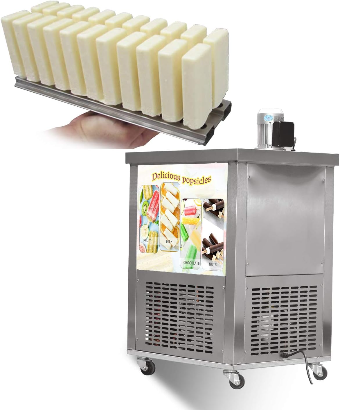 Amazon.com: Commercial 3 Slim Mold Sets Ice Popsicle Machine ...