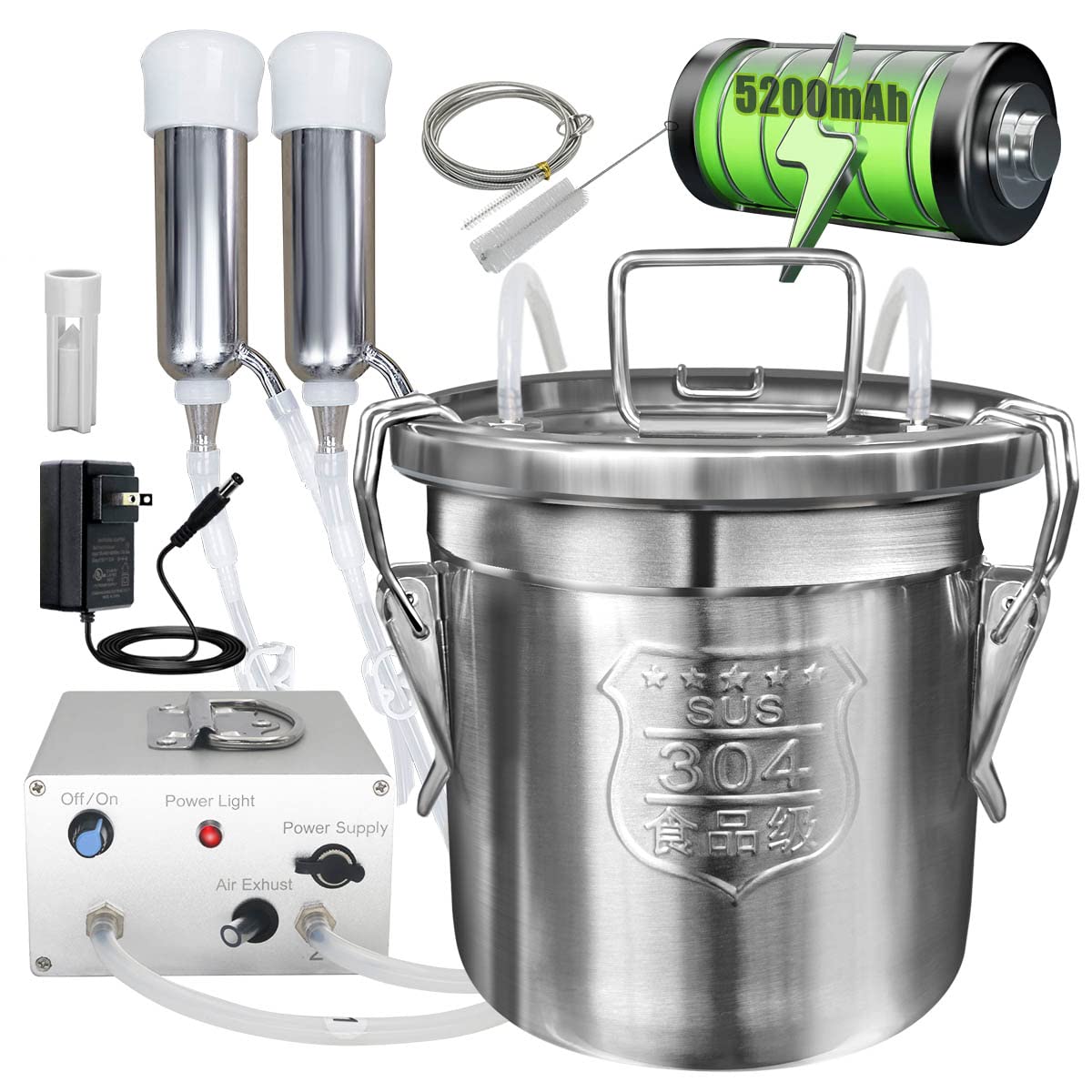 Buy Hantop 6L Cow Milking Machine, Rechargeable Battery Powered Speed ...