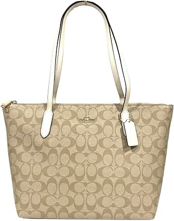 Amazon.com: COACH Signature Zip Tote Shoulder Handbag (IM/Light Khaki ...