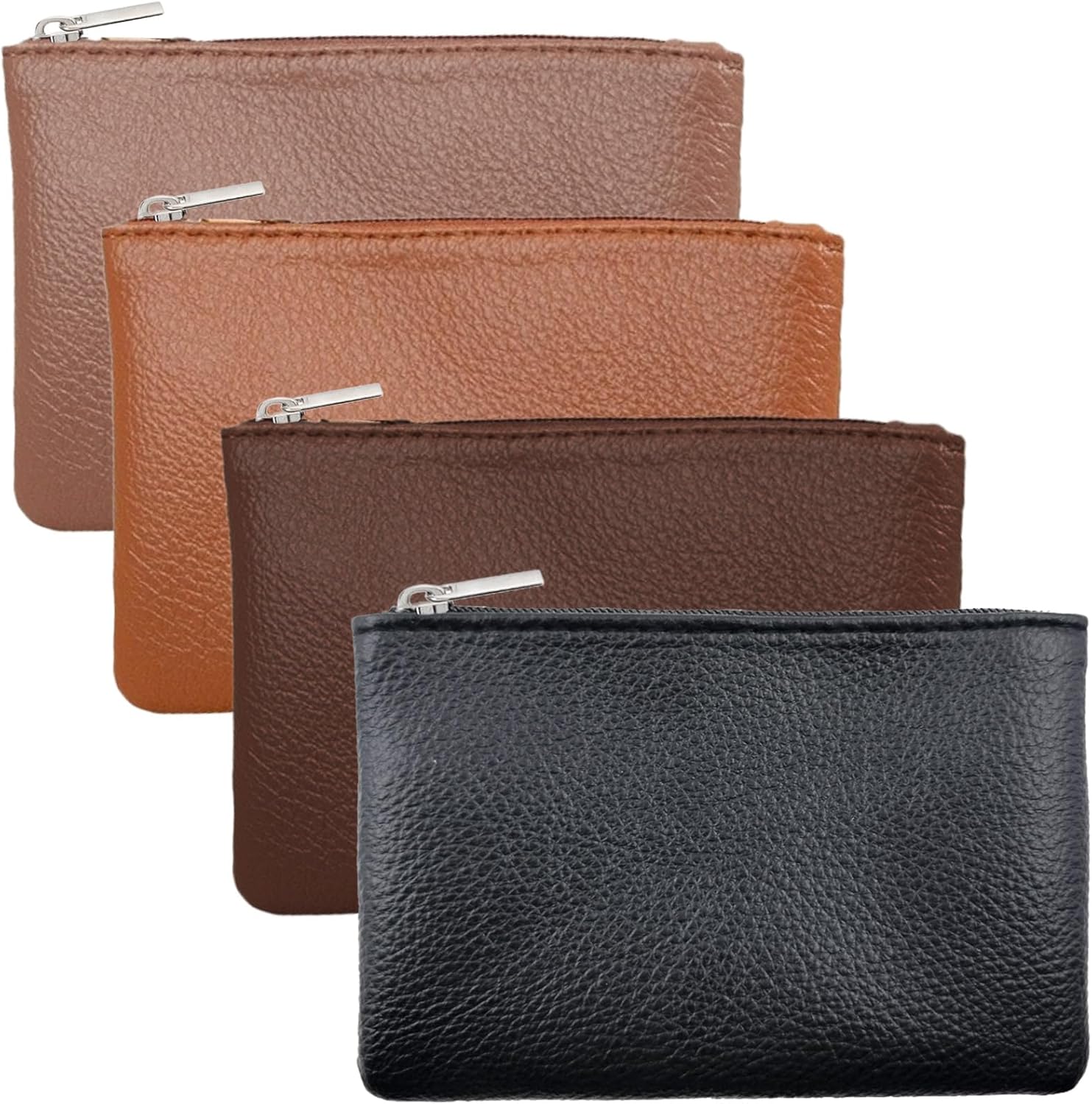 Amazon.com: 4 Pcs Leather Coin Purse Pouch for Men Women, Small Change ...
