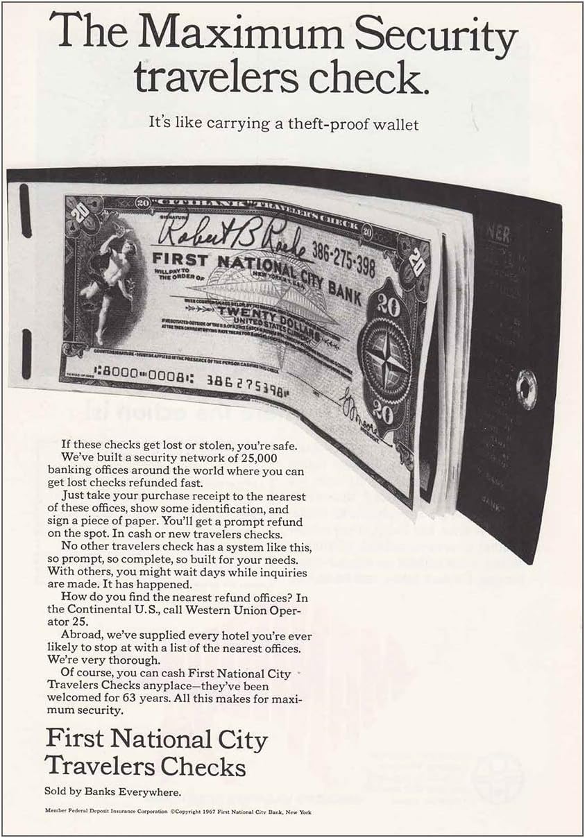 Amazon.com: RelicPaper 1967 First National City Travelers Checks ...