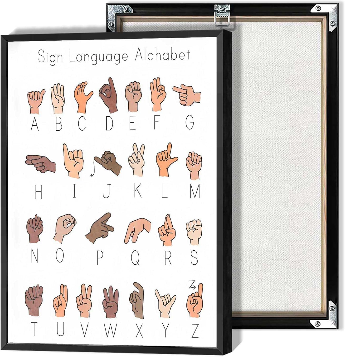 Amazon.com: Sign Language Alphabet Poster Asl 26 Letter Canvas Wall Art ...