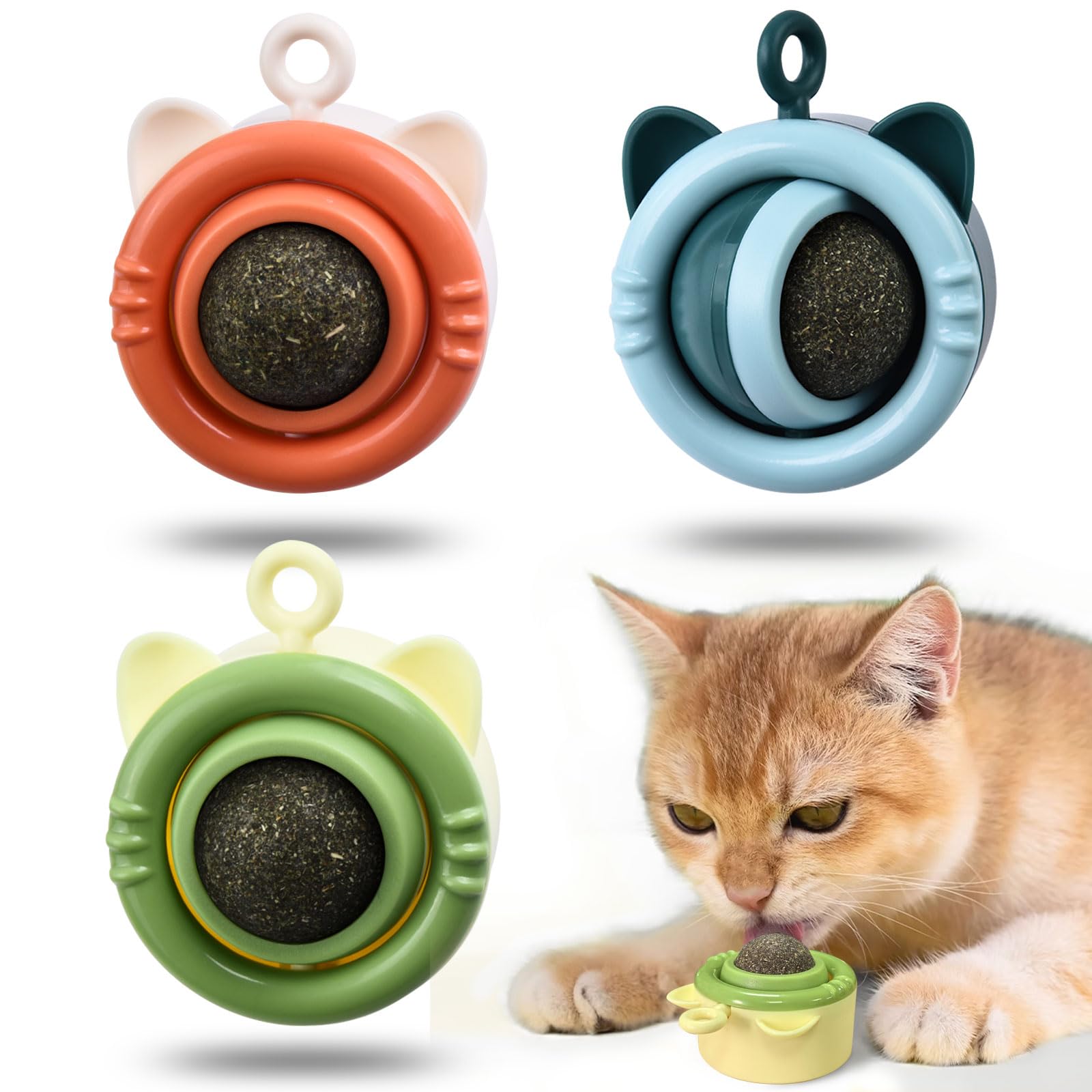 onebarleycorn Catnip Balls Toys for Cats Licking, Catnip Roller Ball ...