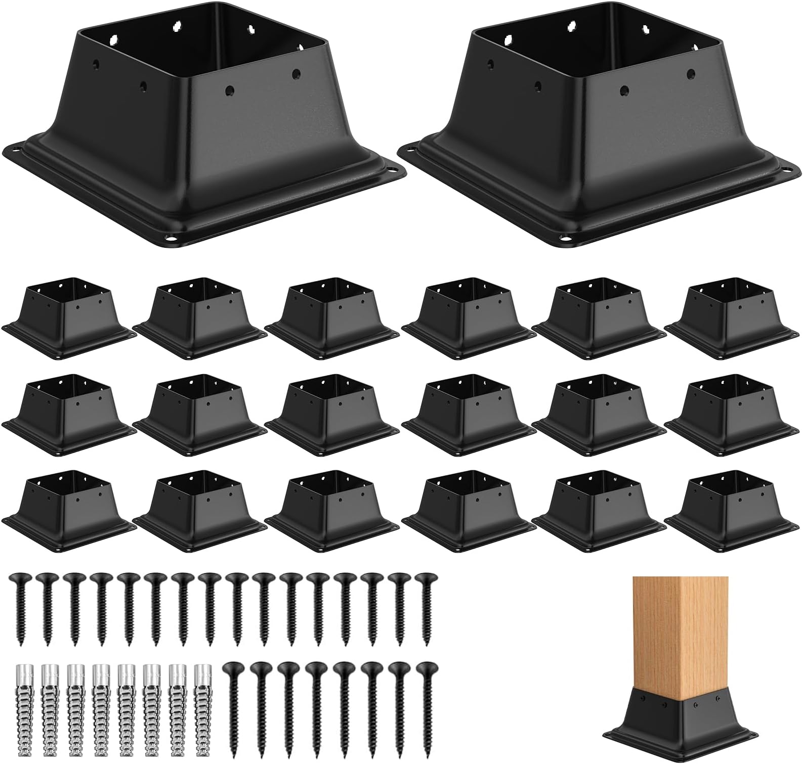 Amazon.com : 2 Pack Straight Steel Flat Plate - Post Anchor Base Top ...