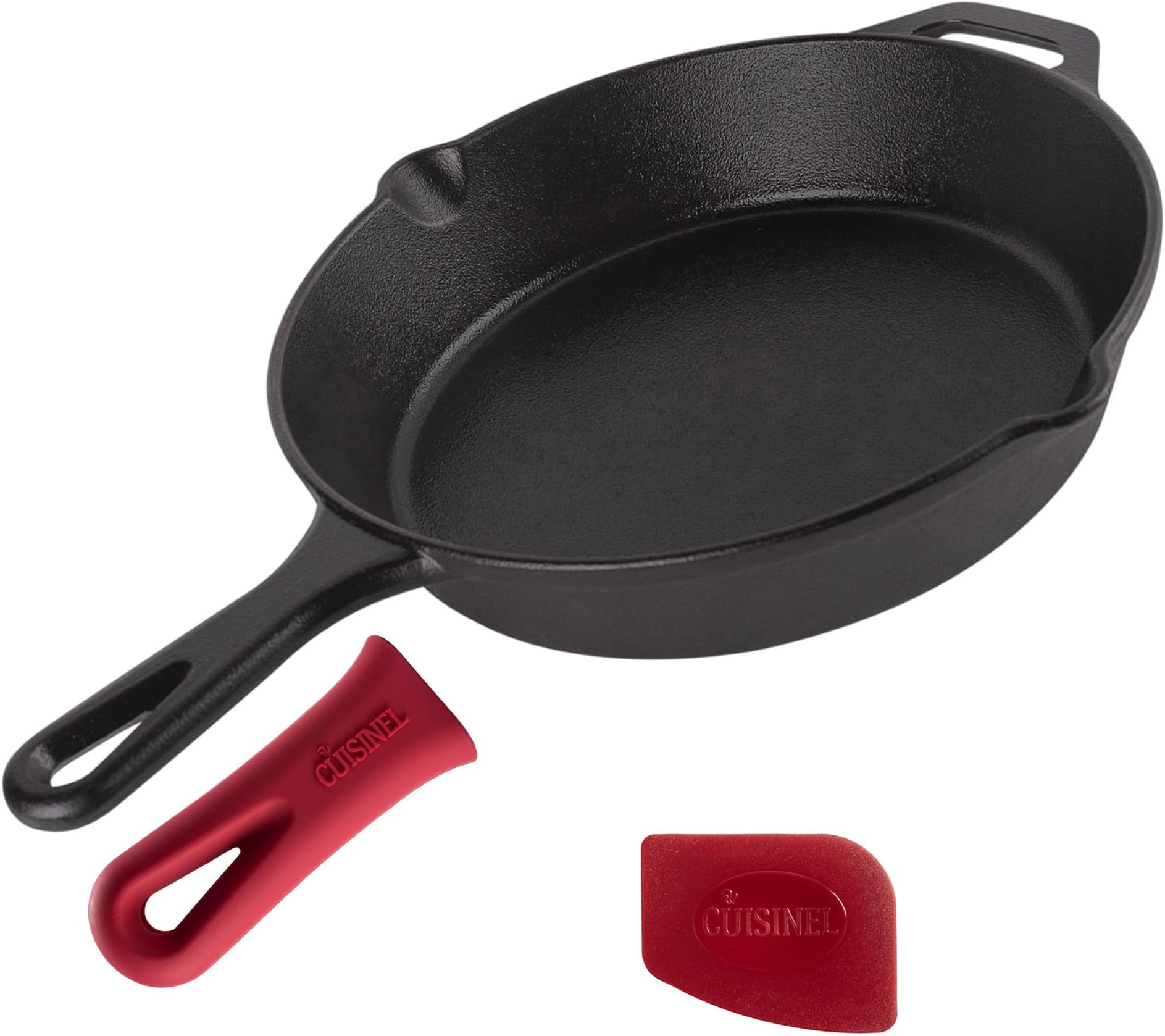 Navaris Cast Iron Skillet Pan - Oven Safe 2 Handle Frying Skillets ...