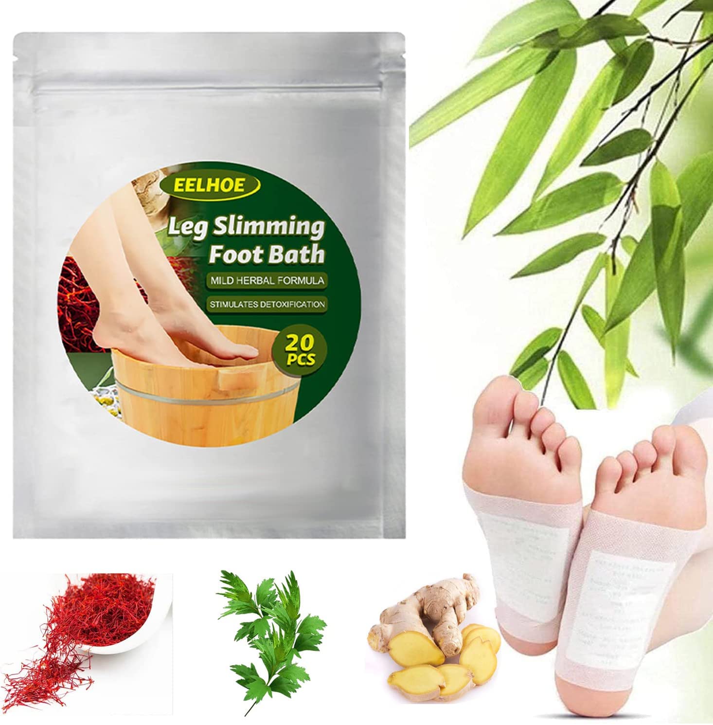 Buy 20pcs Lymphatic Drainage Ginger Foot Soak, Ginger Foot Bath for ...