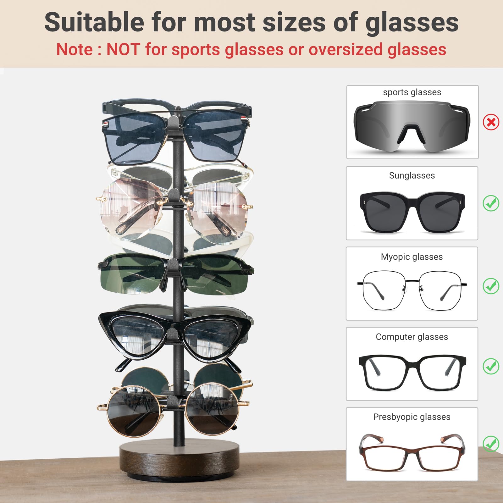 Snapklik.com : Mkono 360 Rotating Sunglasses Organizer Metal Eyeglass ...