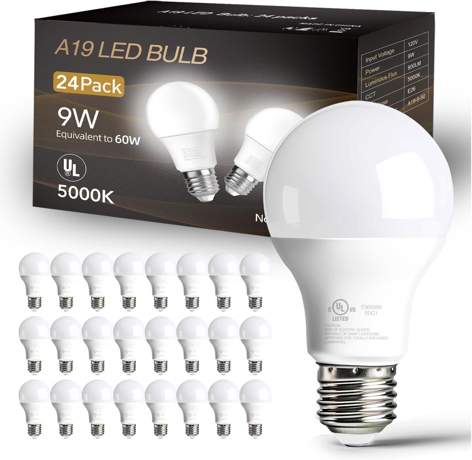 Regal LED A19 Light Bulb 5000K Daylight 800-Lumen, 9-Watt (60-Watt ...