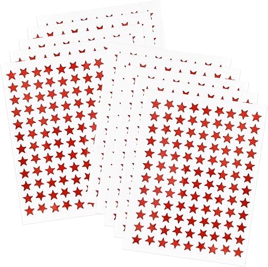 Amazon.com: 0.3" Diameter Red Star Stickers - 1080 Pcs, 10 Sheets ...