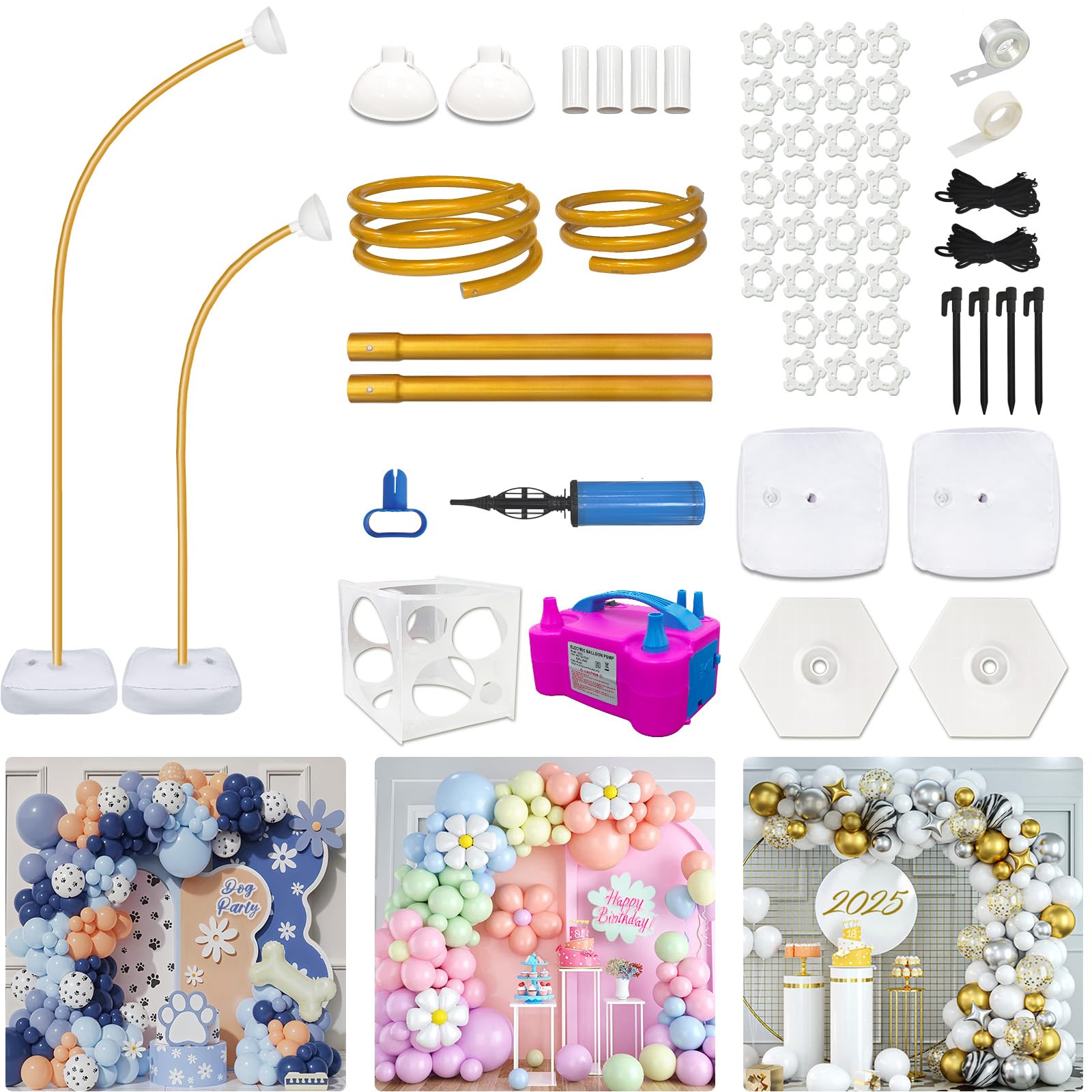 OurWarm Balloon Arch Kit with Balloon Pump Electric, 8.2FT & 5FT Gold ...