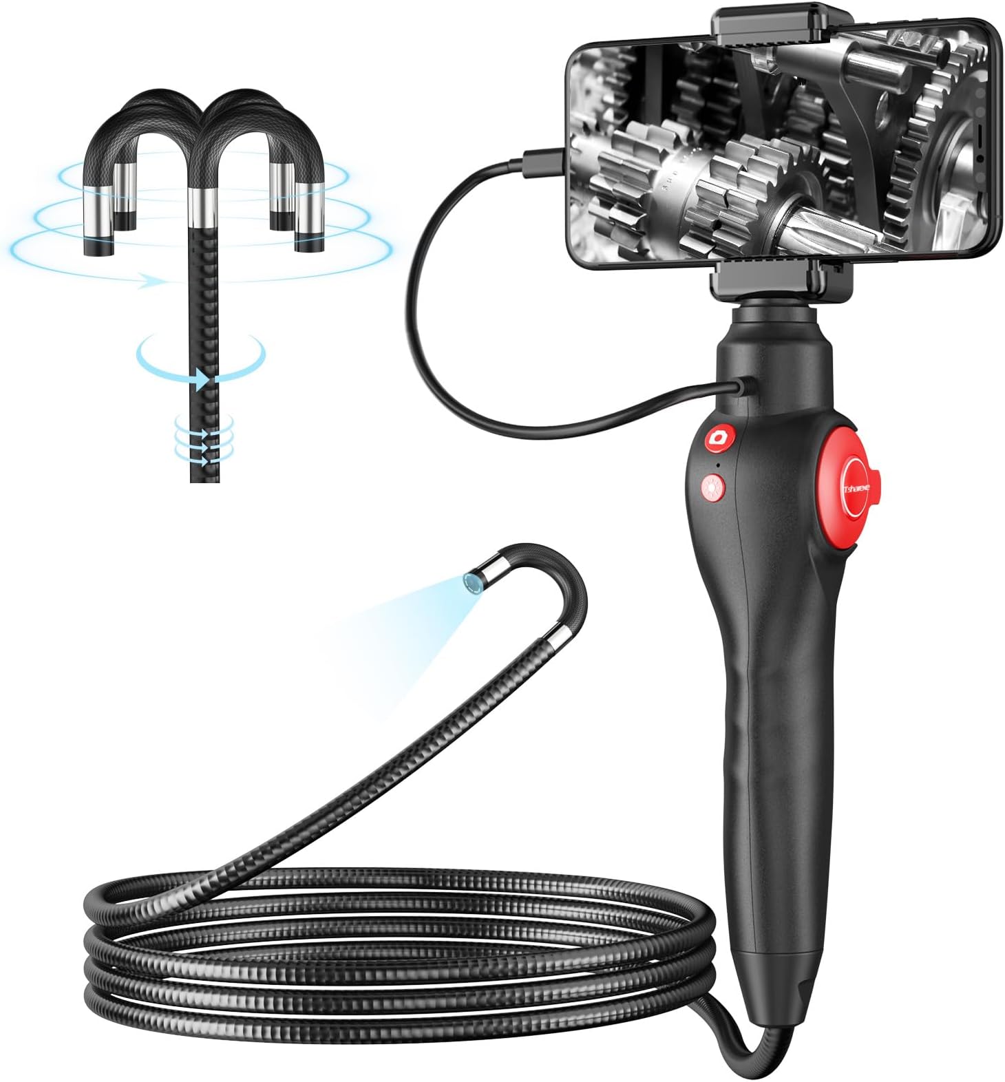 Amazon.com: T SHAREXE Articulating Borescope, Two-Way 180 Endoscope ...