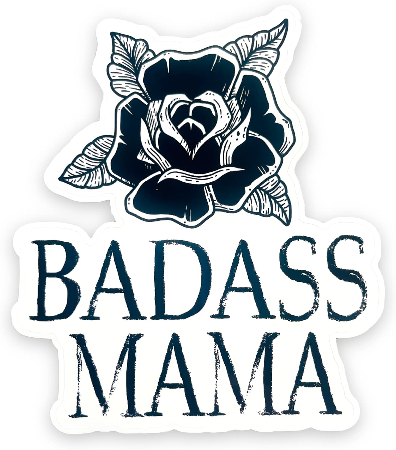 Amazon.com - Badass Mama Black and White Rose Sticker Decal. Distressed ...