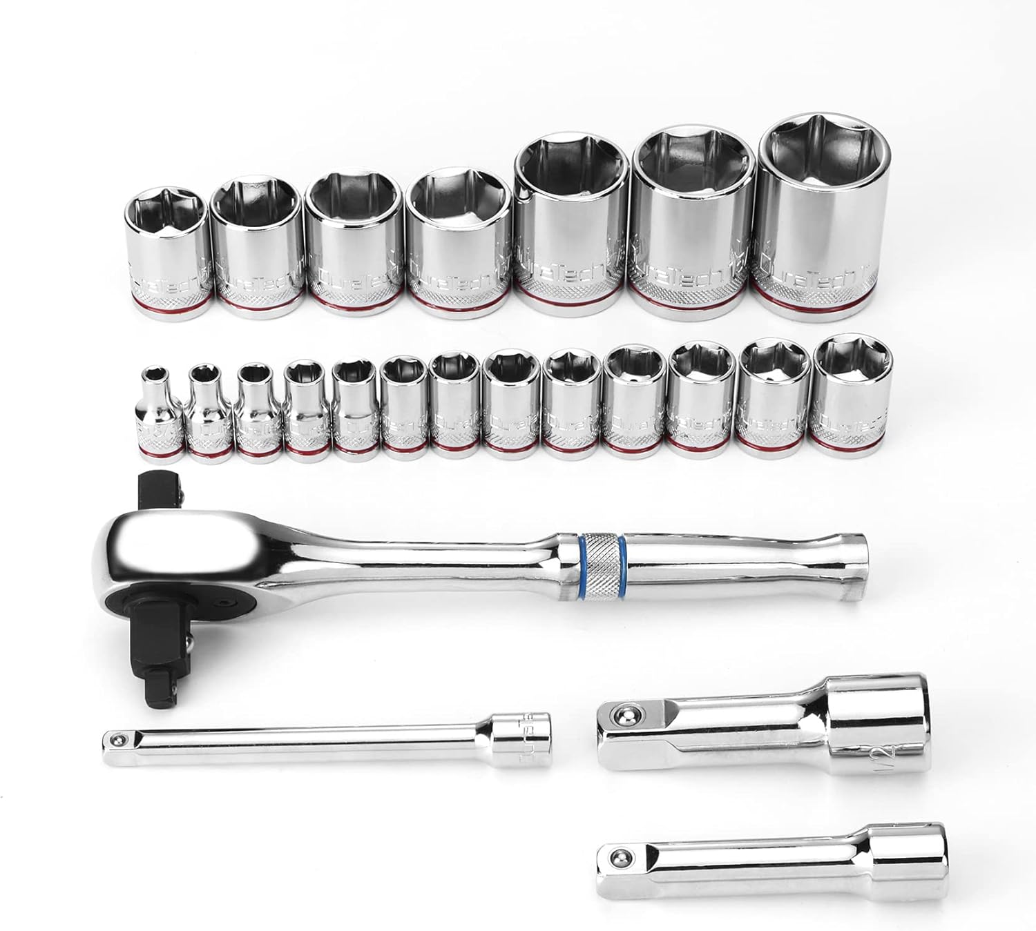 Amazon.com: DURATECH 24-Piece Socket Wrench Set, 1/4", 3/8", 1/2" Drive ...