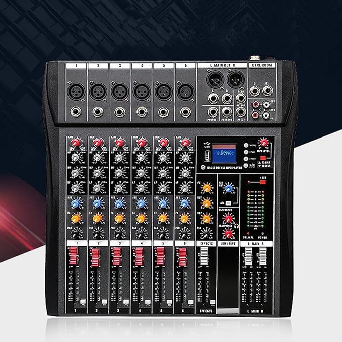 DJ Mixer 6-Channel Audio Mixer Dj Controller Sound Board Professional ...