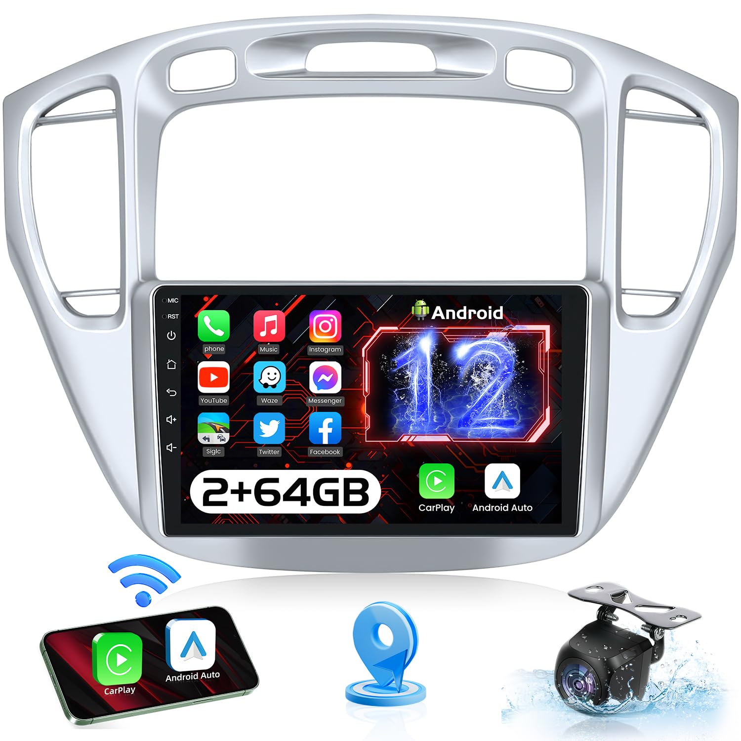 Amazon.com: Car Radio Stereo for Toyota Highlander 2000-2007: 2+64G ...