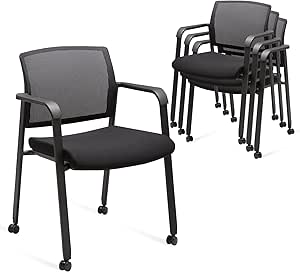 Amazon.com: CLATINA 4PK Stacking Conference Room Chair with Wheels ...