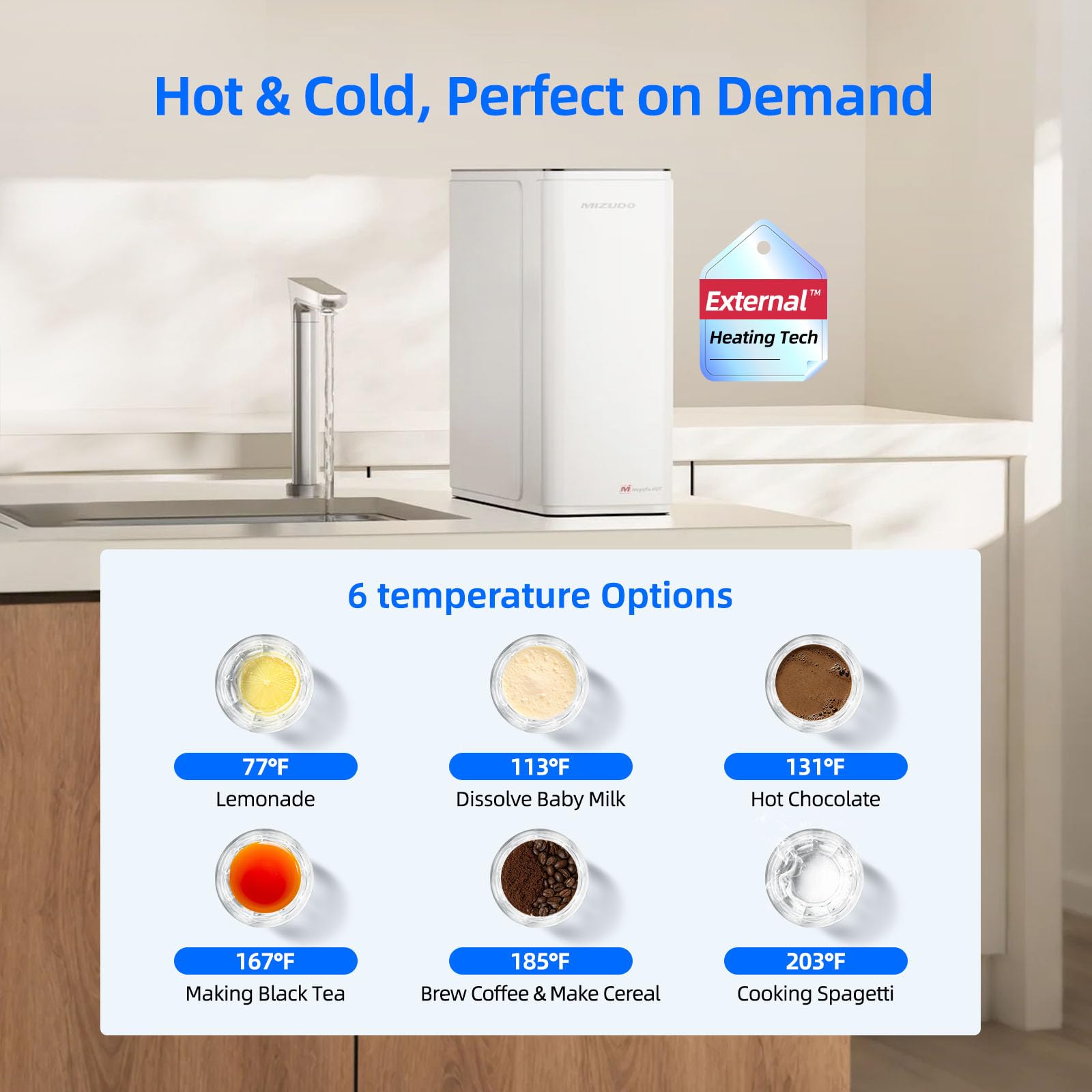 Snapklik.com : 2-in-1 RO System & Instant Hot Water Dispenser, 800GPD Tankless Reverse Osmosis ...