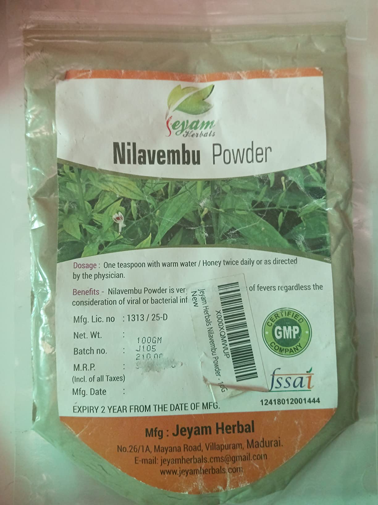 Buy JEYAM HERBALS Nilavembu Kudineer Powder | Green Chirata | Kirayta ...
