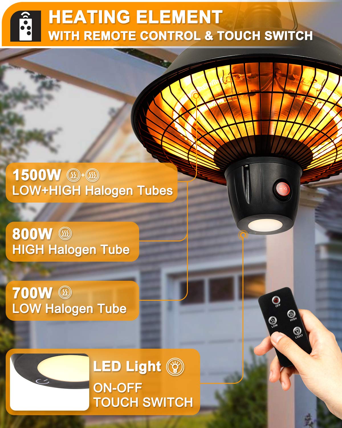 Star Patio Electric Patio Heater, Outdoor Heater with Remote and Touch ...