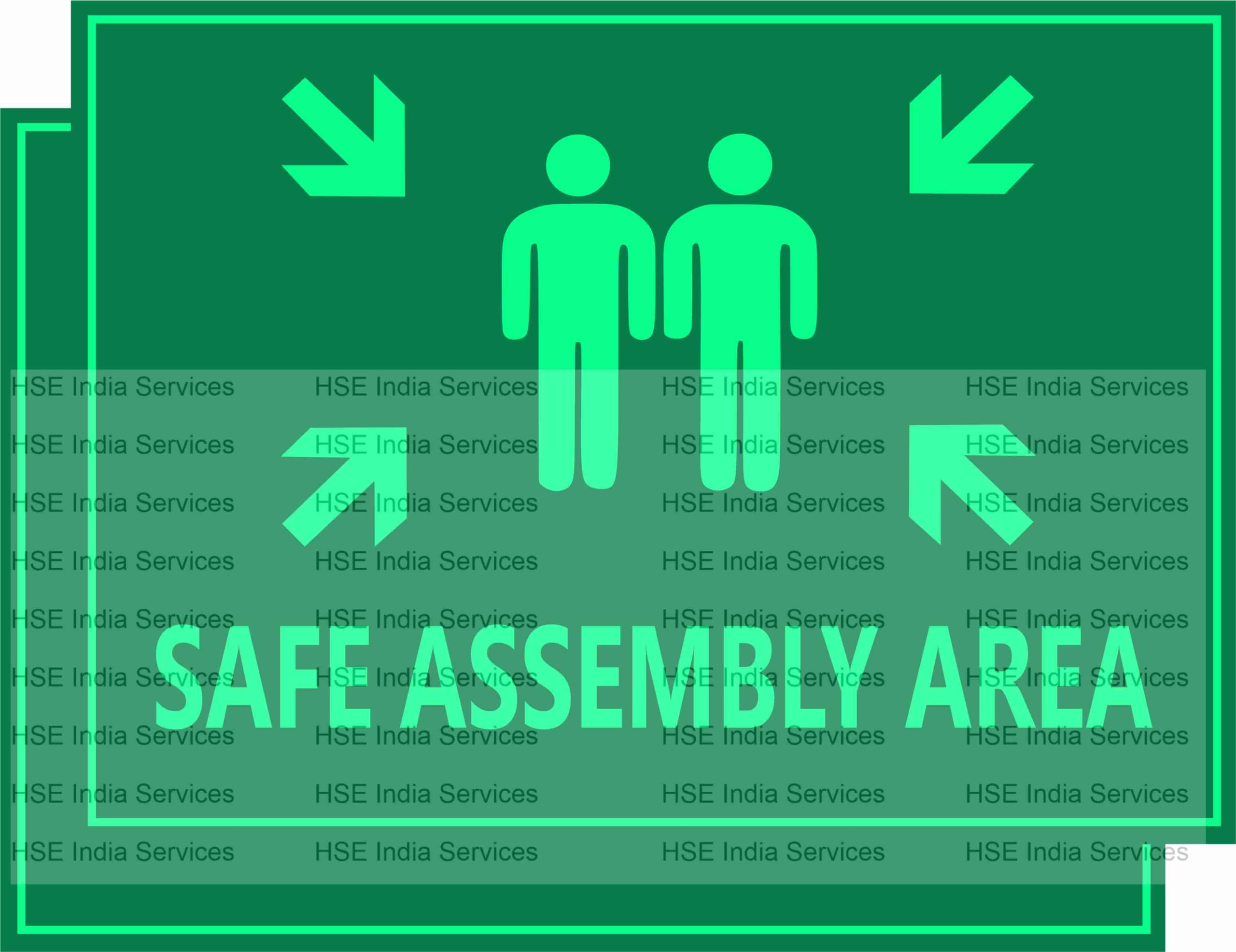 HSE India Services Safe Assembly Area Sign Board (Dark in glow) in One ...