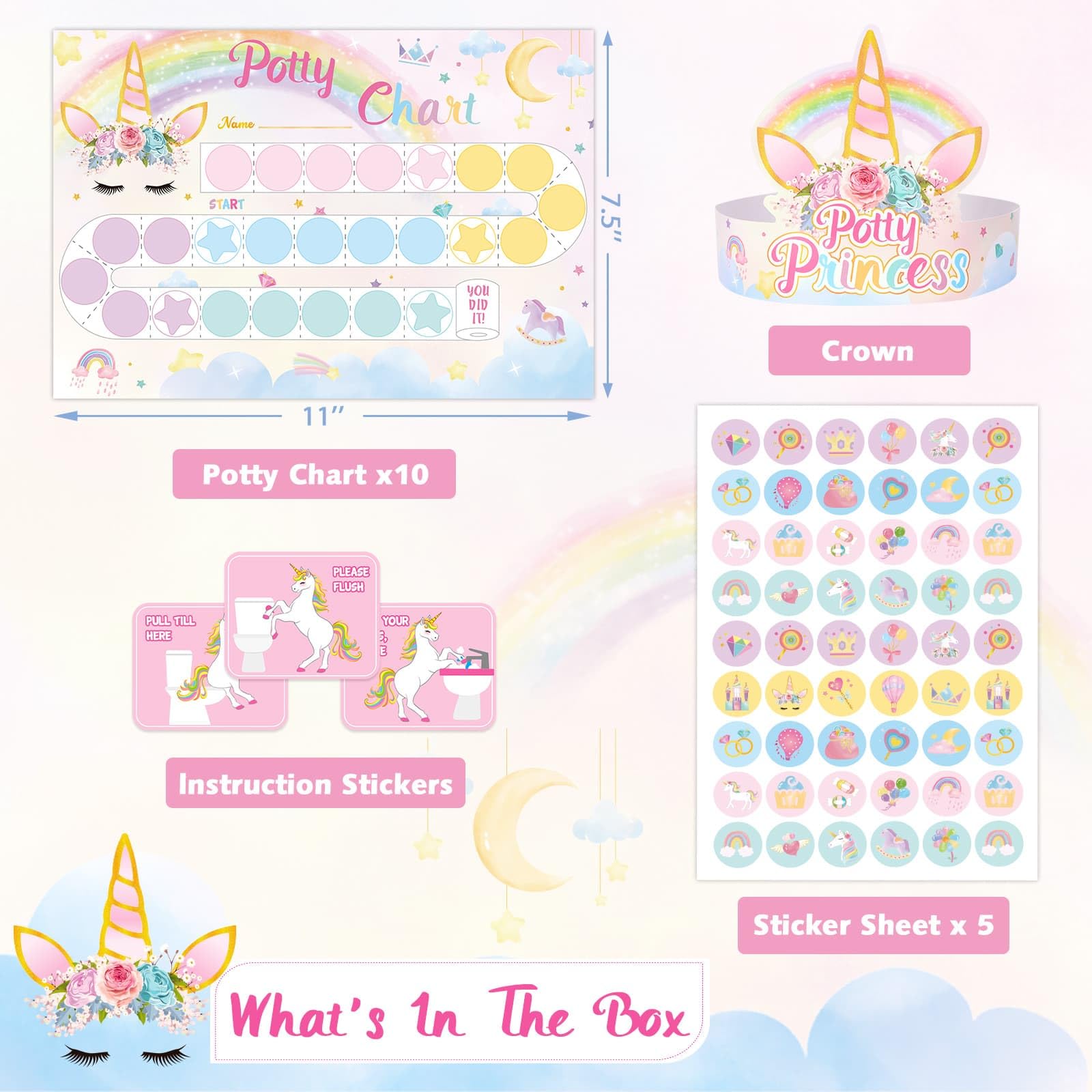 Snapklik.com : WERNNSAI Potty Training Chart - Unicorn Toilet Training ...