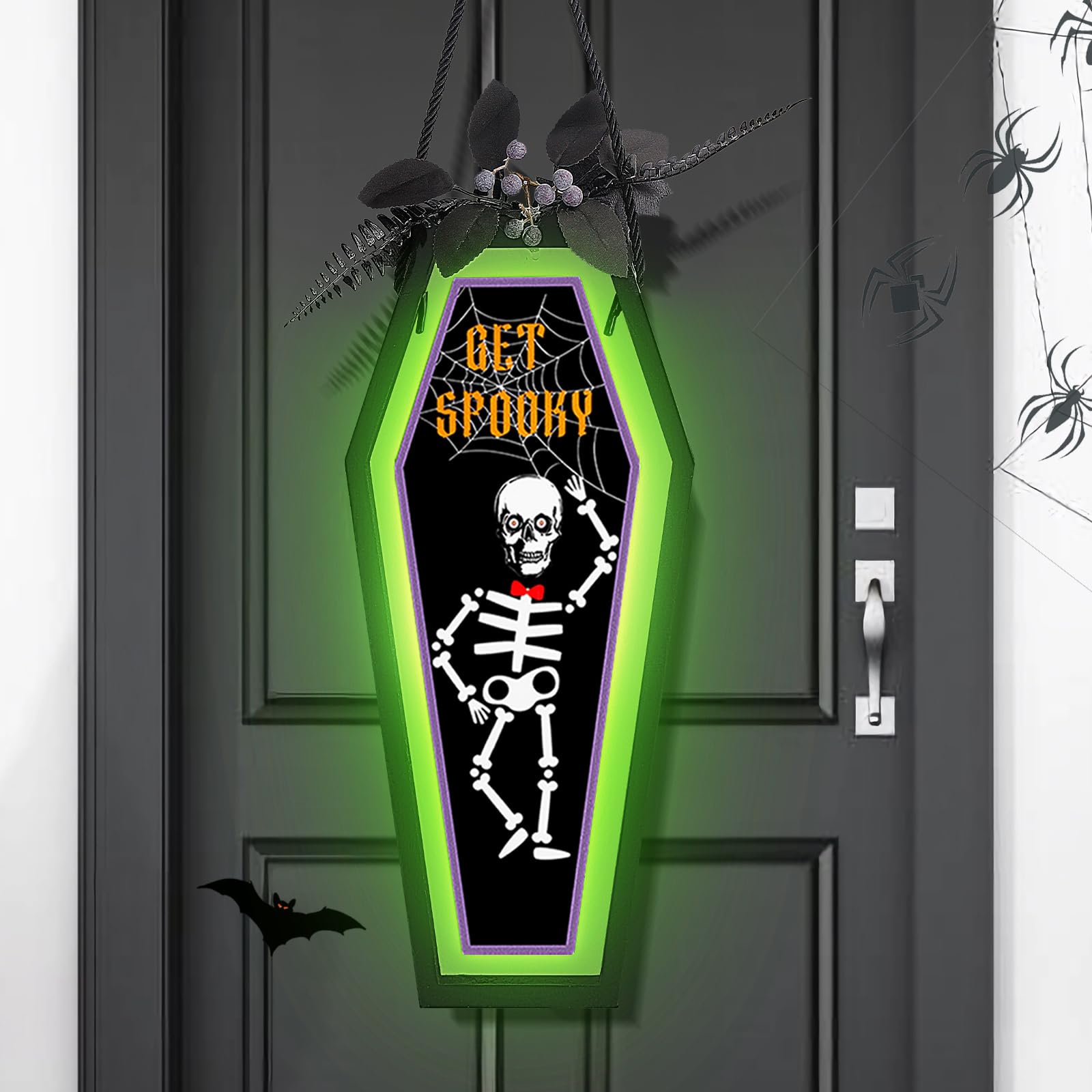 Amazon.com: Halloween door decorations Led Coffin Door Sign lights ...