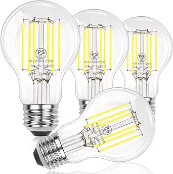 Amazon | Wonninek LEDフィラメント電球 E26口金 昼白色 60W形相当 PSE認証済み エジソン電球 6W 4000K 817lm 省エネボール電球 シャンデリア用 ...