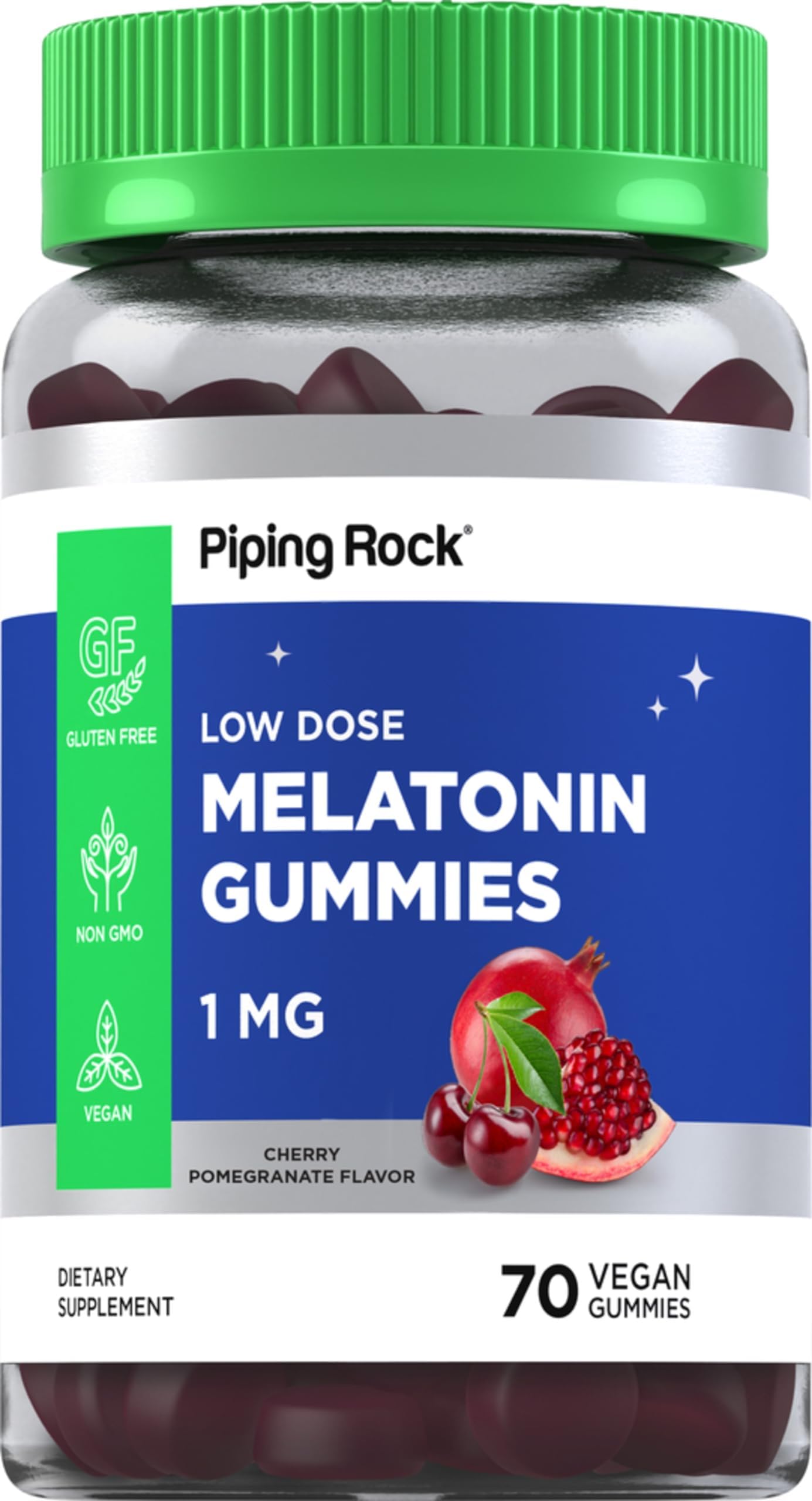 Amazon.com: Piping Rock Melatonin Gummies 1 mg | 60 Count | Cherry Pomegranate Flavor | Low Dose ...