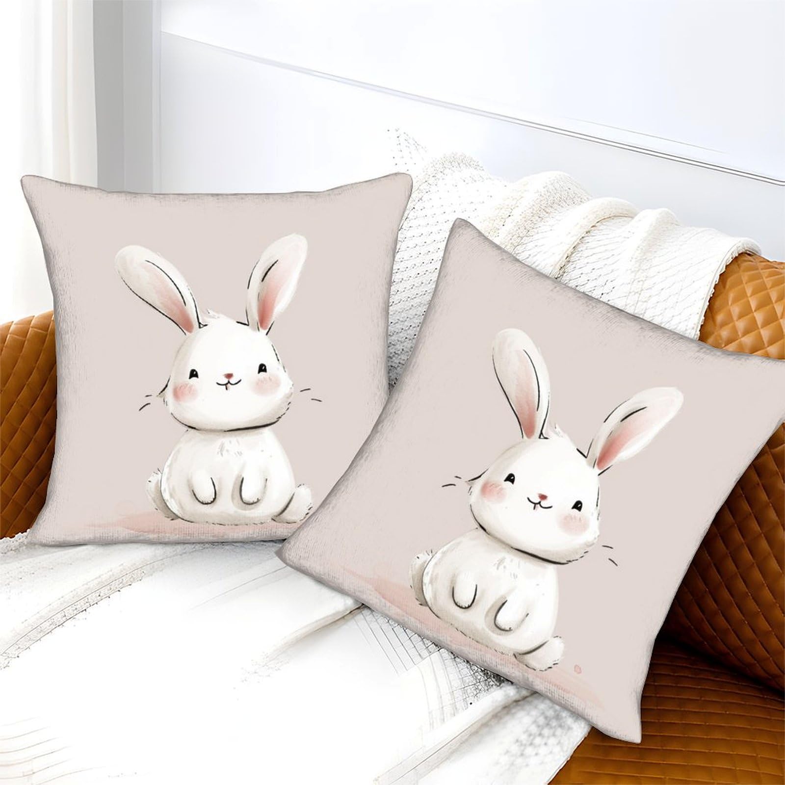 Ymoryiyi Cute Bunny Pillow Covers,3D Cartoon Animal Throw Pillow Covers ...
