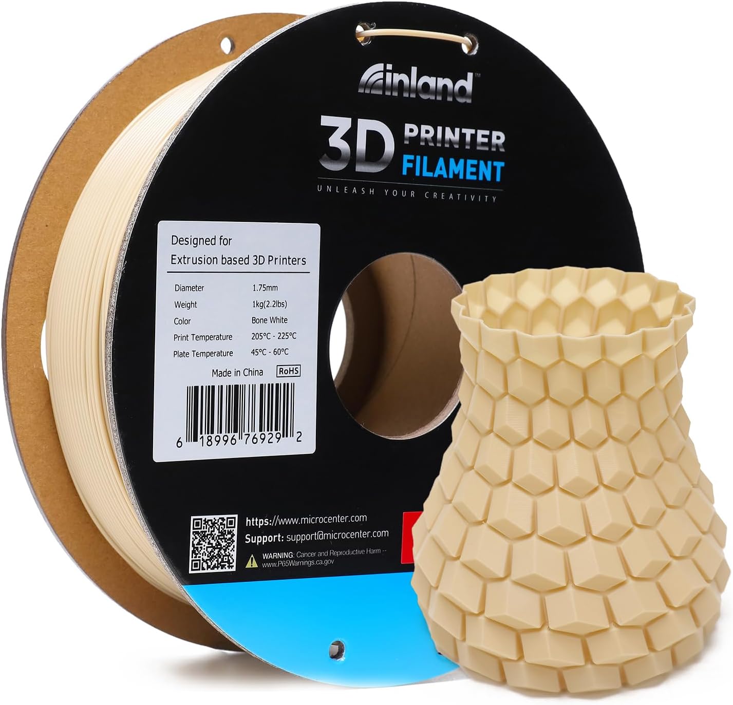 Amazon.com: Micro Center Inland Bone White High Speed PLA+ Filament - 1 ...