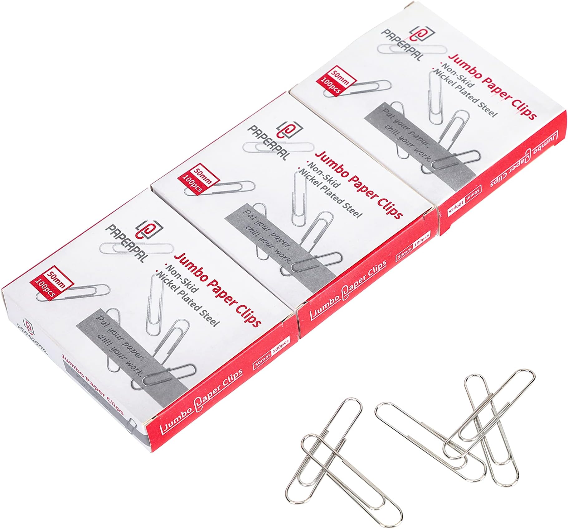 PAPERPAL Jumbo Paper Clips Nonskid, 300 Large Paper Clips (3 Boxes of ...