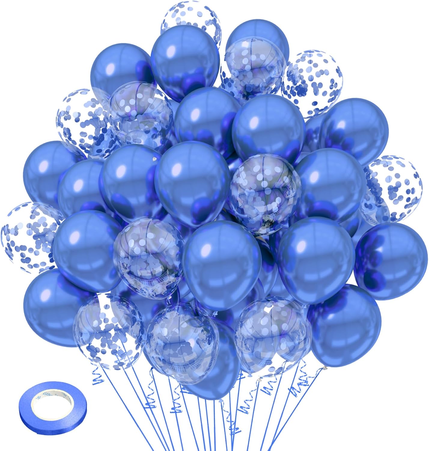 Globos de confeti azul, 50 unidades, globos de confeti azul con ...