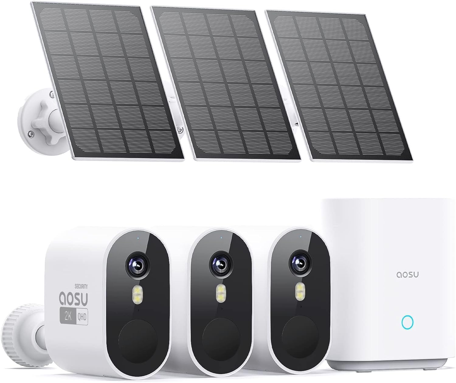 Amazon.com : AOSU WirelessCam Pro System 3-Cam-Kit with Solar Panels ...