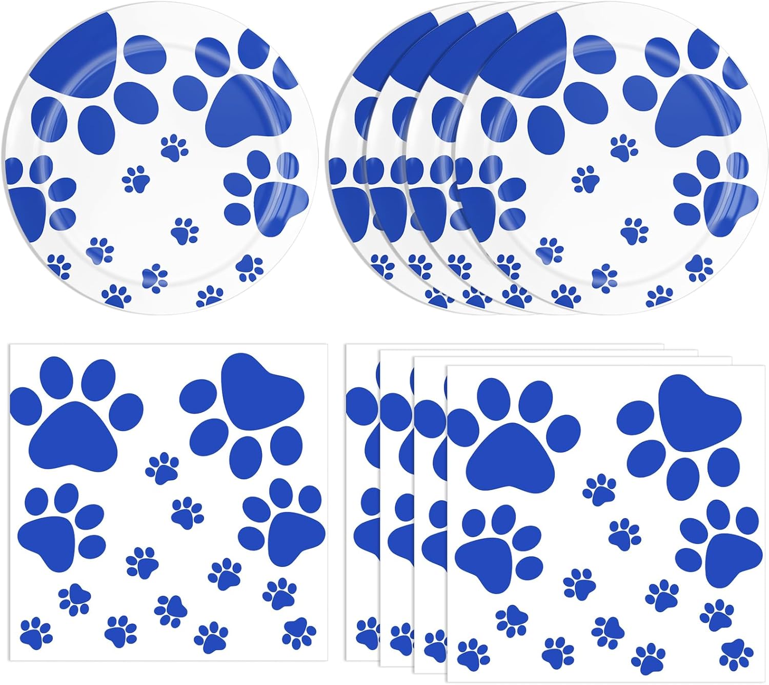 Amazon.com: 40PCS Blue Paw Print Party Supplies Dog Themed Birthday ...