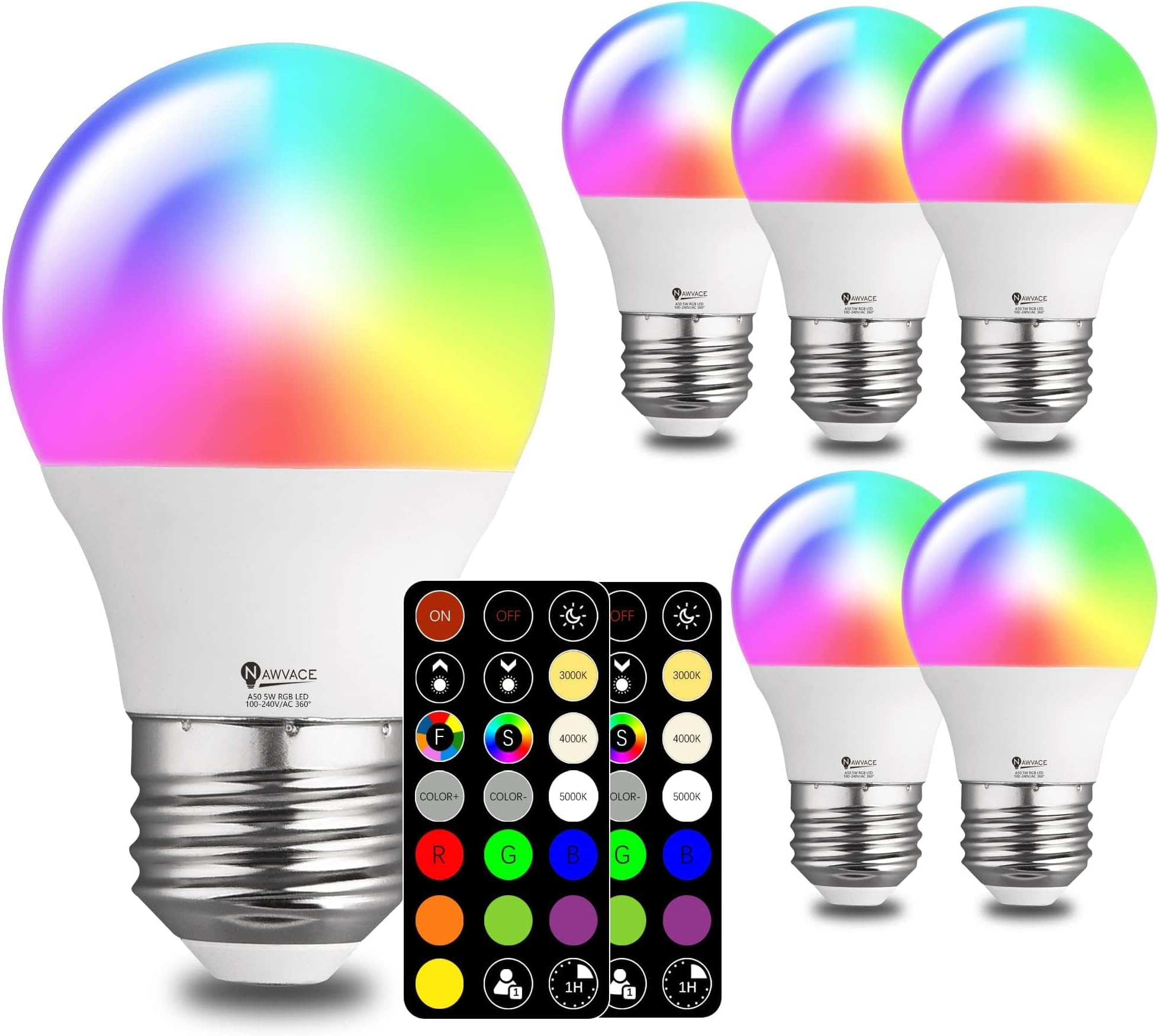 ILC RGB LED Color Changing Light Bulb, 40W Equivalent, 450LM, 2700K ...