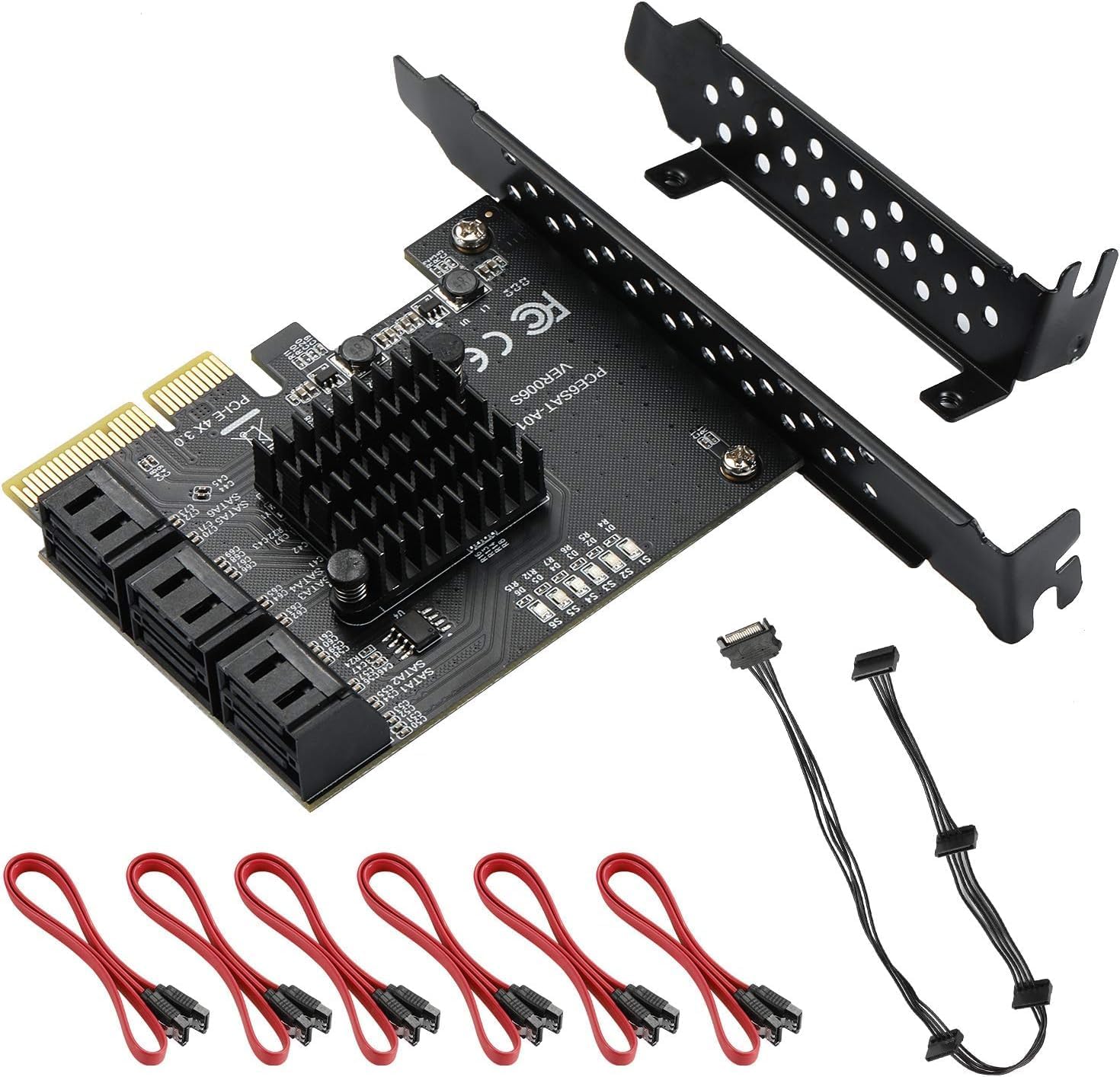 Amazon.com: YABOANG SATA X4 Karte 6 Port Erweiterungskarte, PCIe to ...