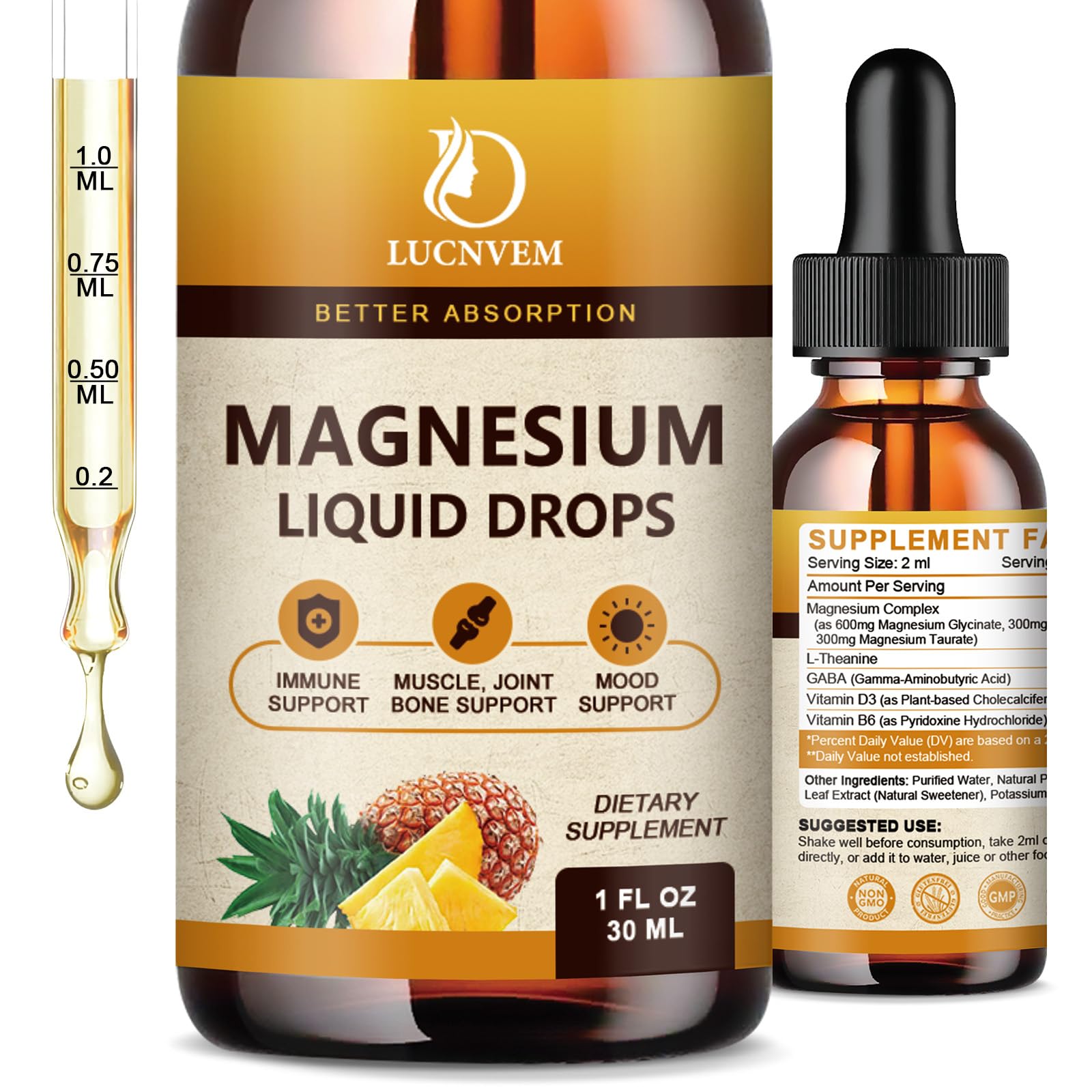 Amazon.com: (2 Pack) Magnesium Glycinate Liquid Drops with Citrate and ...