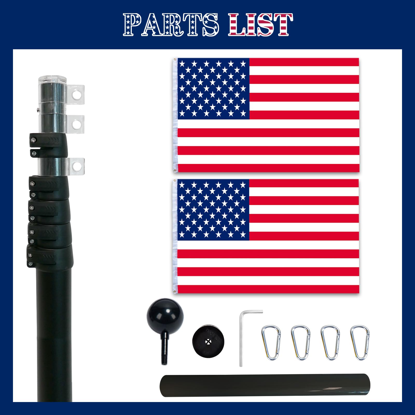 Snapklik.com : Hooomyai 20FT Telescopic Flag Pole Kit, Heavy Duty ...