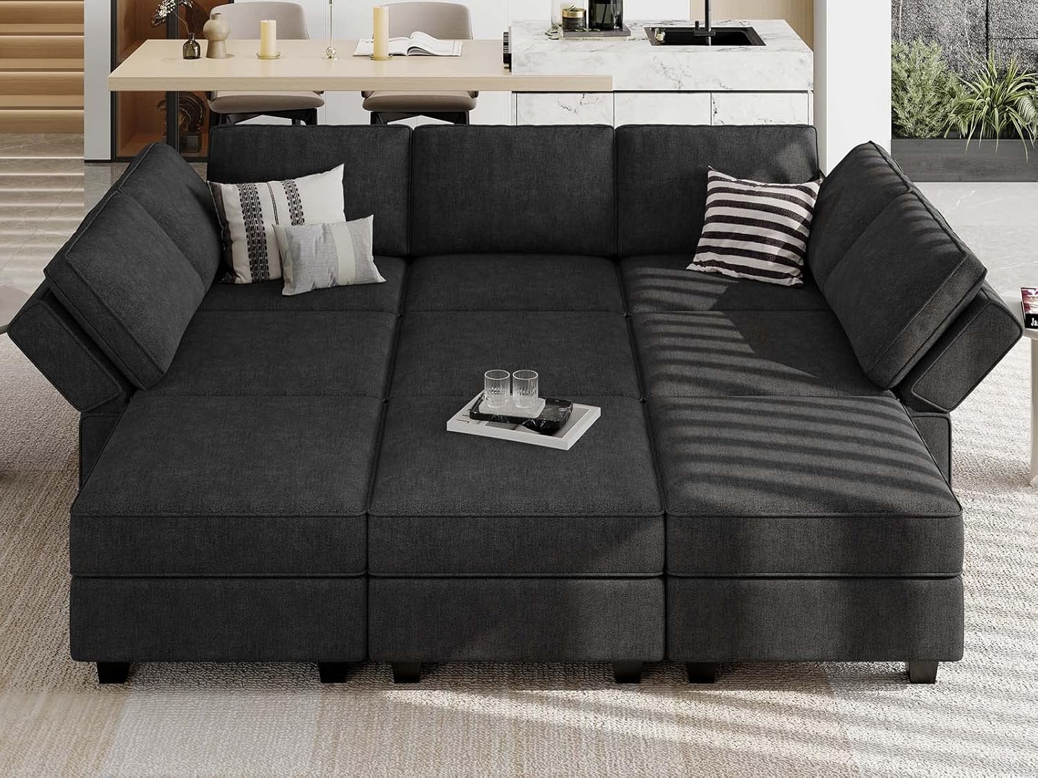 Amazon.com: Belffin Modular Sectional Sleeper Sofa Couch with Storage ...