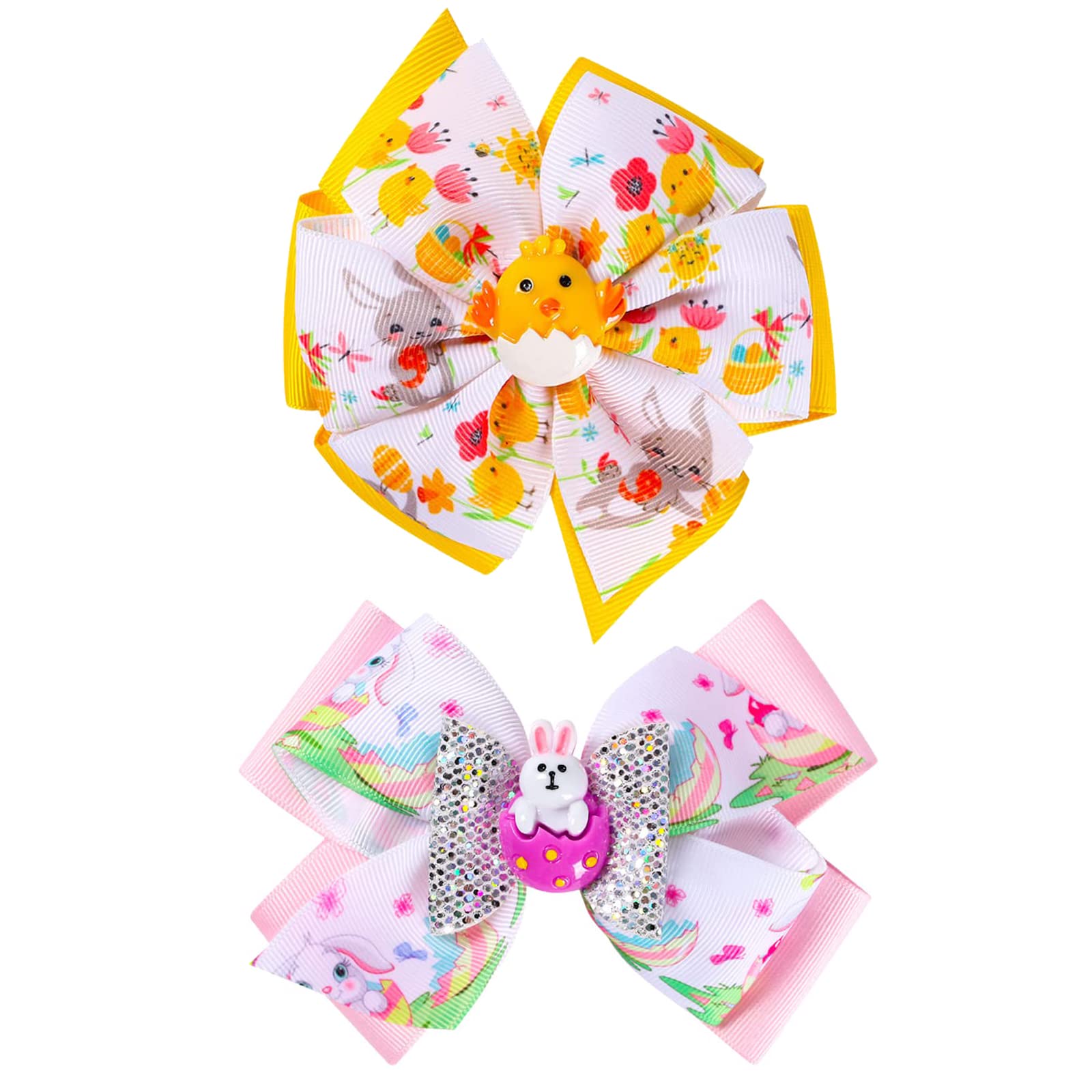 Snapklik.com : 2Pcs Easter Hair Bows Clips, Cute Easter Bunny Chick ...