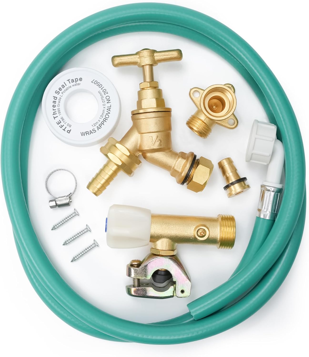 Outside Garden Tap Kit | Brass Outdoor Hose Connector (3 Screws & 3 ...
