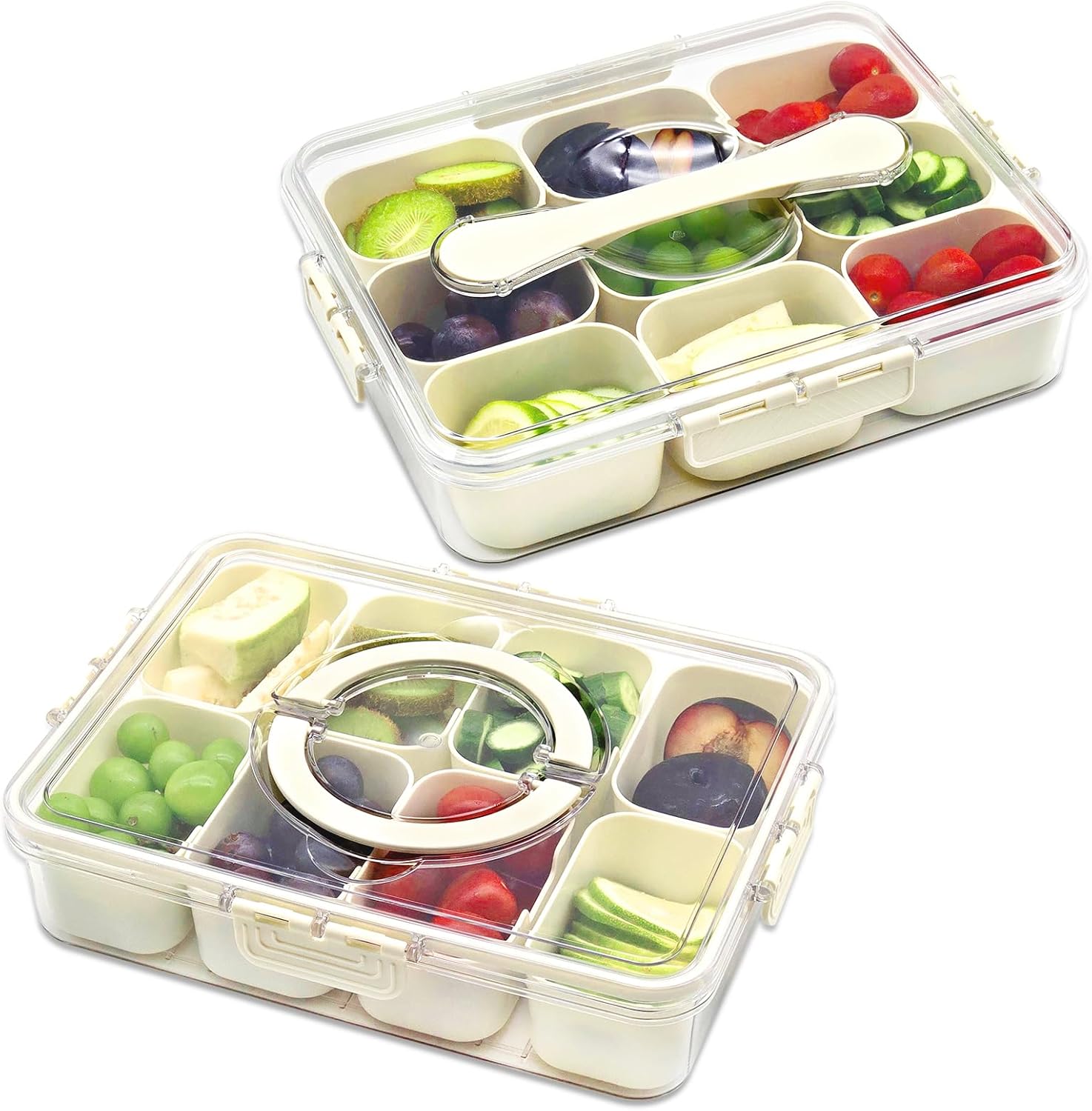 Amazon.com: 2Pack Snackle Box Container, Divided Serving Tray with Lid ...