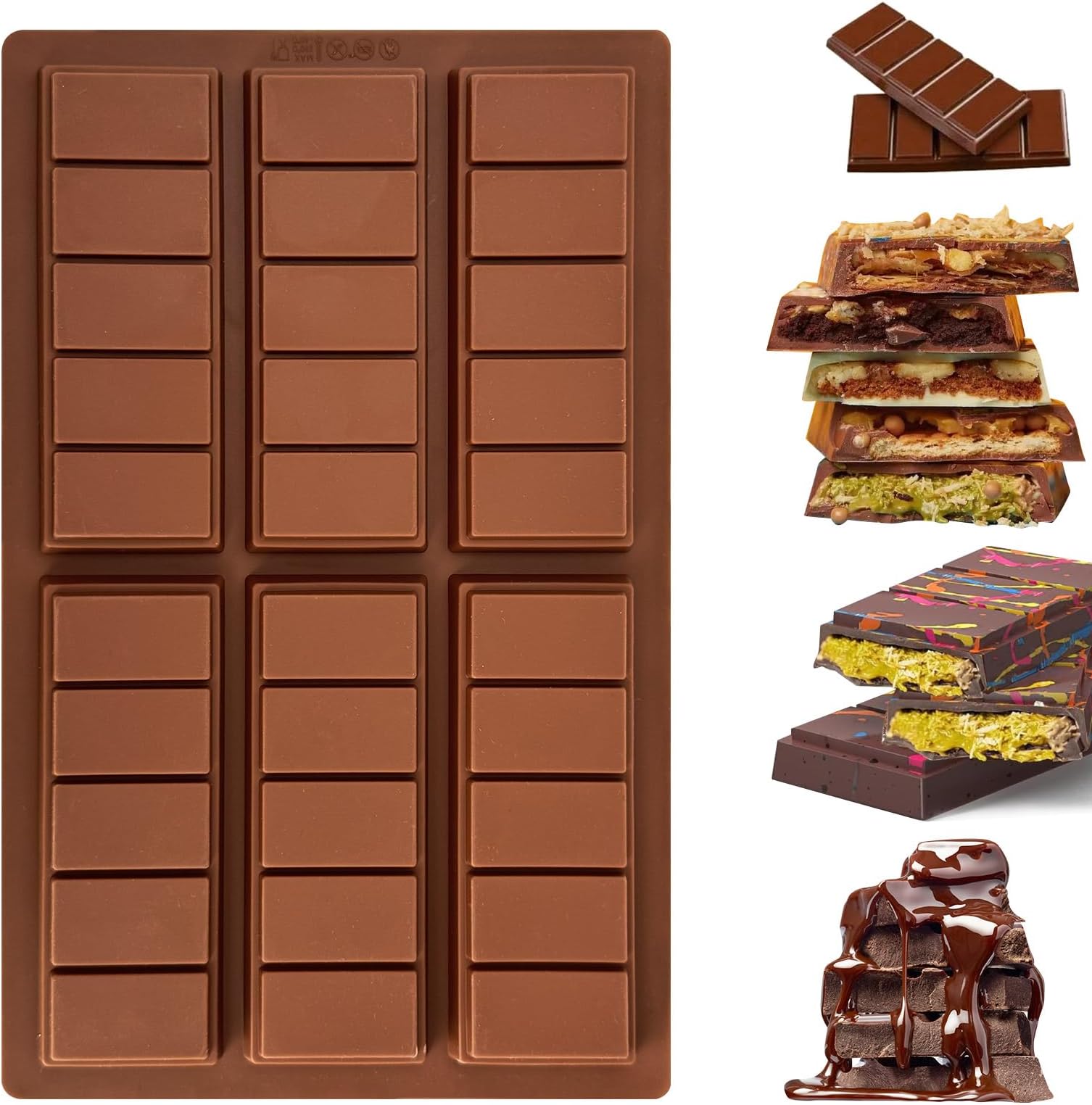 Amazon.com: 2 Pcs Dubai Chocolate Bar Molds with 100 Pcs Bags and 100 ...