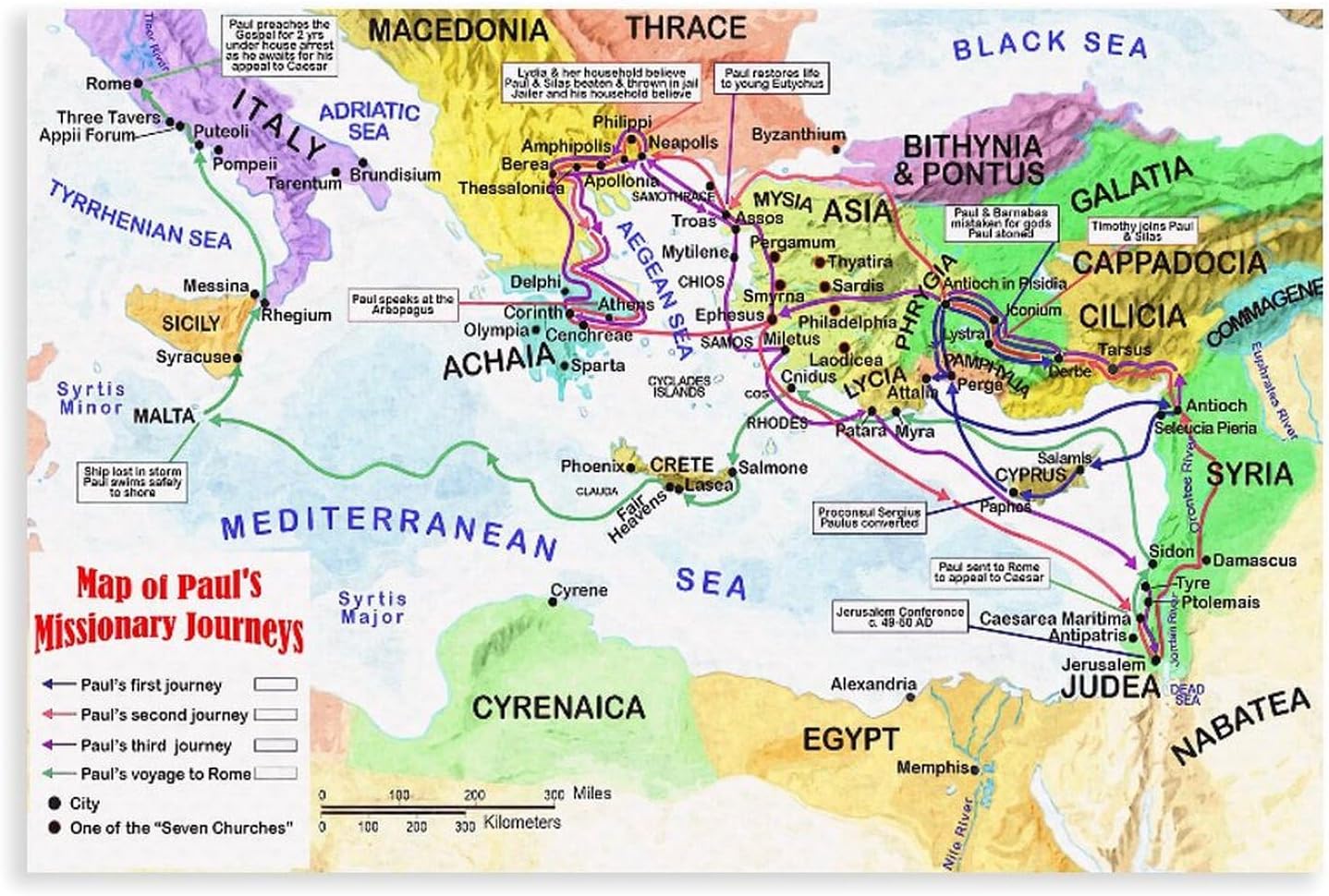 Paul Missionary Journeys Canvas Poster Wall Art Print Picture Bible ...