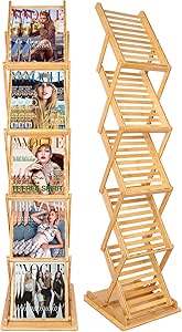 Amazon.com: DuvinDD Foldable Bamboo Magazine Rack Floor, Portable Pop ...