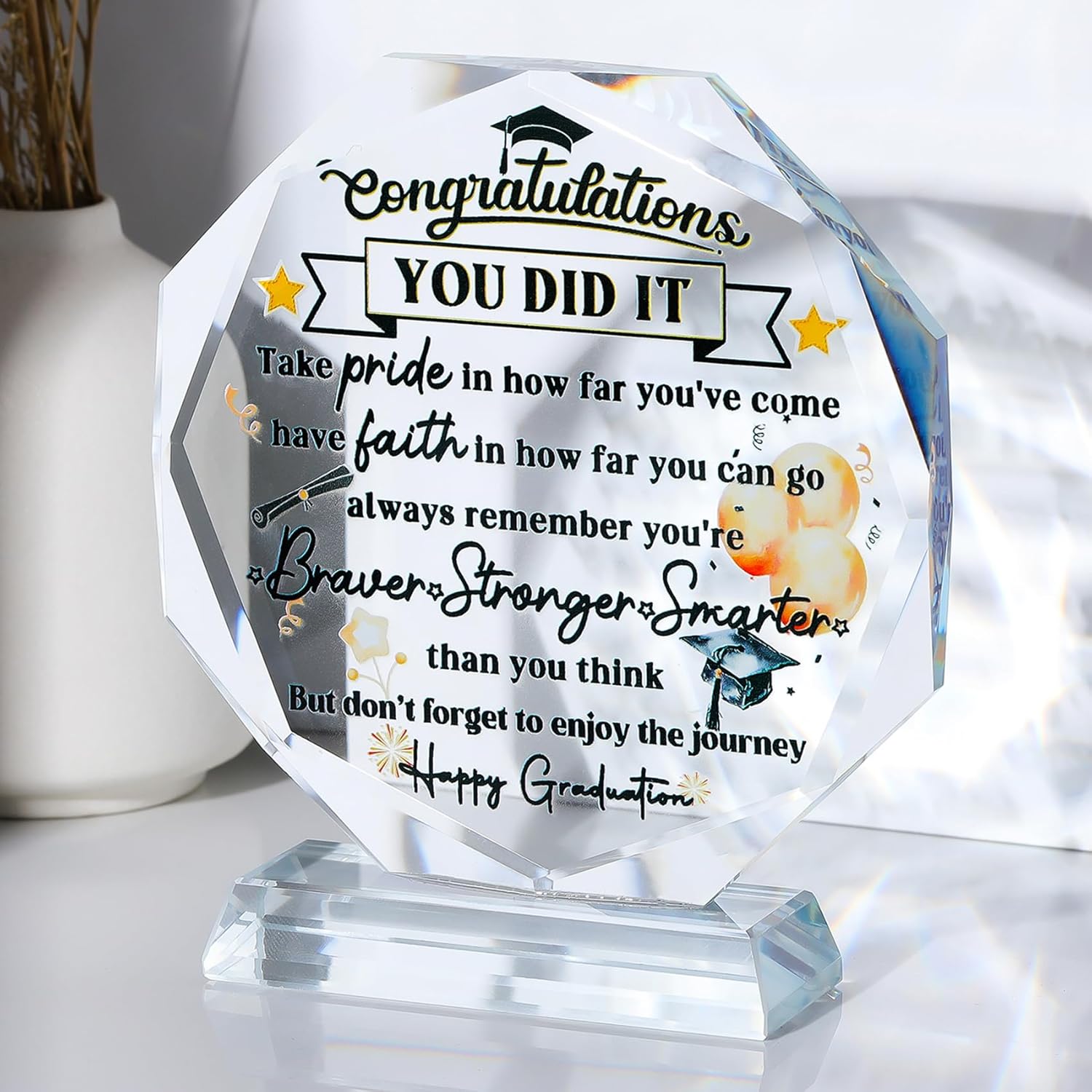 Movdyka 5.3" Crystal Happy Graduation Gifts for Her Class of 2024 Glass ...
