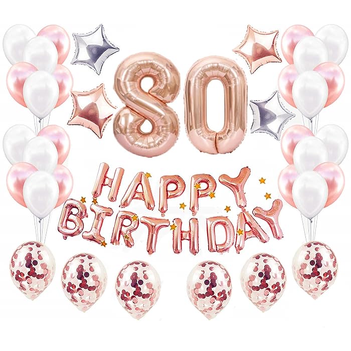 Buy JeVenis 37 PCS Rose Gold 80th Birthday Decorations Party Supplies ...