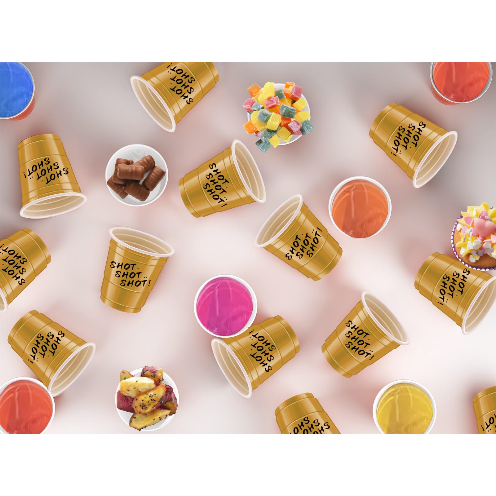 Snapklik.com : Cssopenss 120 Pcs Gold Plastic Shot Glasses Shot Cups ...